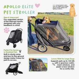 NEW & IMPROVED Apollo Elite Pet Stroller: Sturdy Ramp, Low to Ground ...